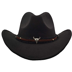 IFSUN Men & Women's Fur Felt Cowboy Hat Wide Brim Western Outback Black