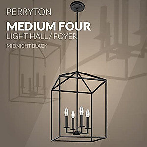 Generation Lighting 5115004-112 Perryton Medium Four - Light Hall/Foyer Hanging Modern Fixture, Midnight Black