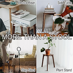 18-Inch Stackable Wooden Stool from Walnut Solid Wood, Stacking Backless Stool with Square Top Anti-Slip Felt Pad for Kitchen, Dining Room, Living Room, Office, Classroom, Workroom, Bedroom, Studio