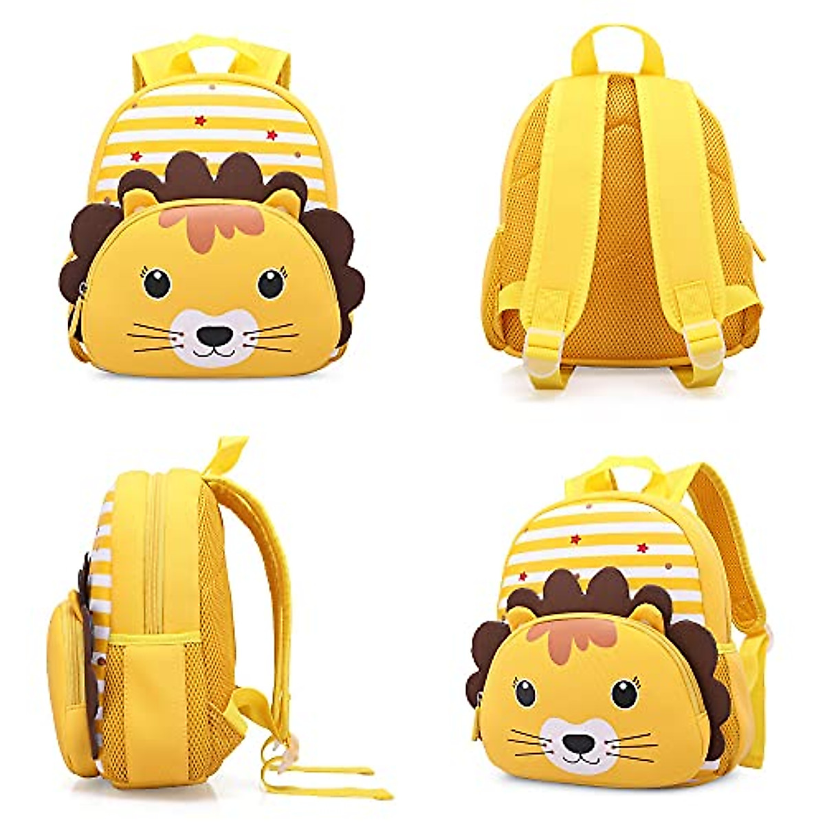 KK CRAFTS Toddler Backpack, Waterproof Preschool Backpack, 3D Cute Cartoon Neoprene Animal Schoolbag for Kids, Lunch Box Carry Bag for Boys Girls, Cute Lion