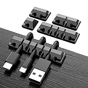 Awker 5 Pack Cable Organizer Clips, Cord Holder, (7-5-3-2-1 Slots) Cable Management Self Adhesive Cable Management for USB Cable/Power Cord/Wire, Desk, Home, Office More (White)