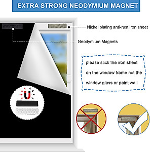 Magnetic Blackout Blind Curtains 100% Blackout Shades, Travel Blackout Window Covers with Suction Cups and Magnetic Closure, Temporary Window Shades for Baby Nursery, Bedroom, Travel (157"x57")