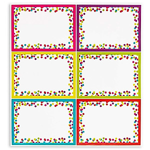 Bright Creations 144 Pieces Decorative Colorful Name Tags for Classroom – Blank Stickers to Write on for Student Desks, Bin Labels, Teacher Supplies, 6 Designs (3.5 x 2.5 Inches)