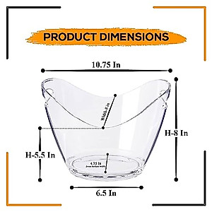 2 Pack 3.5 Liter Acrylic Large Serving Salad Bowl Set with Tong Easy To Carry Handles Design - Snack Bowl Set For Serving Salad, Popcorns, Hosting, Picnics, Parties with Tongs (Pack of 2)