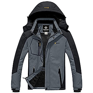 GEMYSE Men's Mountain Waterproof Ski Snow Jacket Winter Windproof Rain Jacket (Dark Grey,Medium)