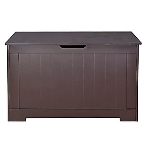 Epetlover Toy Chest for Girls Boys Wooden Storage Box with Flip-top Lid & Safety Hinge, Kids Room Play Room Nursery Organizer, Bedroom Bench with 100L Storing Area, Brown