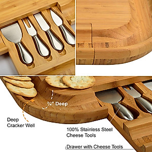 Picnic at Ascot Bamboo Cutting Board for Cheese & Charcuterie with Knife Set & Cheese Markers- Designed & Quality Checked in The USA