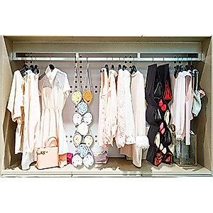 JUNELILY Heavy-Duty Hanging Handbag Organizer | Polyester-Made with 11 Pockets (2PK Black & Gray)