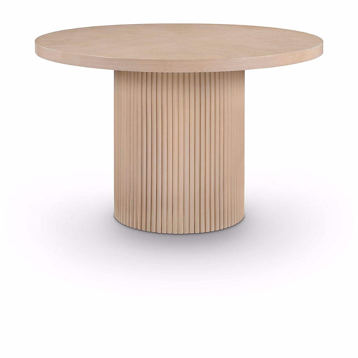 Meridian Furniture 728Oak-T Belinda Collection Mid-Century Modern Dining Table, Solid Wood Base, Natural Finish Oak Wood Veneer MDF Top, Round Top, Fluted Base, 48" W x 48" D x 31" H, Oak