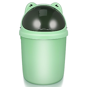 IMIKEYA Mini Frog Trash Can Cute Small Trash Can with Lid Flip Plastic Desktop Trash Can Waste Basket for Bathrooms, Kitchens, Offices, Dressing Table