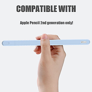 YINVA Sleeve Cover Compatible with Apple Pencil Pro/ 2nd Generation, Grip Skin Case Accessories Compatible with iPad Pencil 2 Gen with Nib Cap (Blue)
