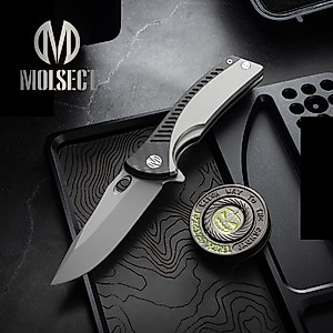 MOLSECT Soar Pocket Folding Knife, Frame Lock EDC Knives 3.27" S35VN Blade Titanium-Carbon Fiber Handle, Everyday Carry Knife for Outdoor Indoor Hiking Camping Fishing Hunting Work Men Women Gift