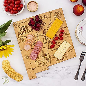 Totally Bamboo Destination New Mexico State Shaped Serving and Cutting Board, Includes Hang Tie for Wall Display