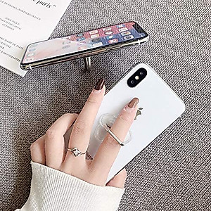 GoldenEL Universal 360 Degree Rotating Finger Ring Stand Holder for Cell Phone iPhone or Tablet - Transparent (Flower)