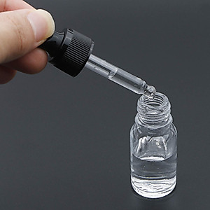 Kesell 8pcs Empty Refillable Clear Glass Essential Oil Bottles, 10ml Sample Storage Containers Vials Jars with Eye Dropper Dispenser and Black Screw Cap