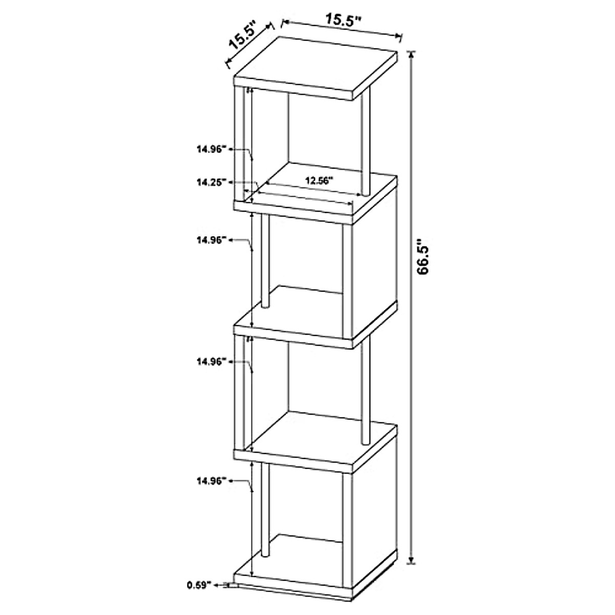 Coaster Home Furnishings Baxter 4-Shelf Bookcase White Chrome