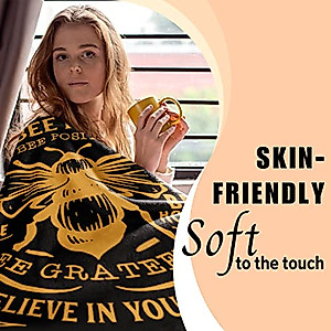 InnoBeta Bee Blanket, Bee Gifts for Women Men, Blanket with Bees and Sunflowers, Flannel Throw Blanket, Bee Themed Gifts for Bee Lovers, Bee Gift Idea for Birthday, Christmas, 50"x 65"