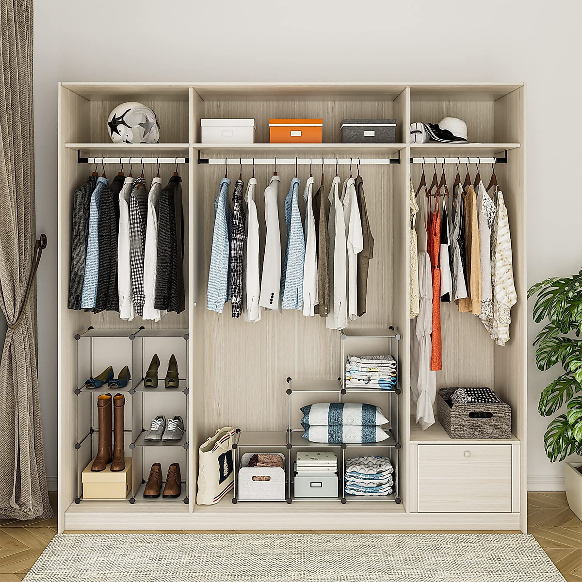 GIMTRR Closet Organizers and Storage, 16-Cube Closet Organizer, Cubes Storage Organizers, Closet Storage Cabinet Shelf, Bookcase Bookshelf for Bedroom, Office, White