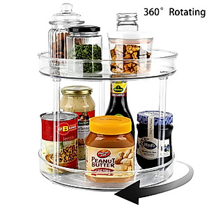 LUNKUIVY 2 Pack Lazy Susan Turntable, 2 Tier Lazy Susan Spice Rack Organizer 360 Degree Rotating Non-Skid for Kitchen Cabinet, Table, Pantry