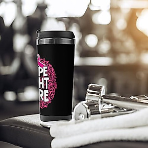 Hope Fight Breast Cancer Travel Coffee Mug Reusable Insulated Drinking Cup with Lid for Home Outdoor Works 13 Oz
