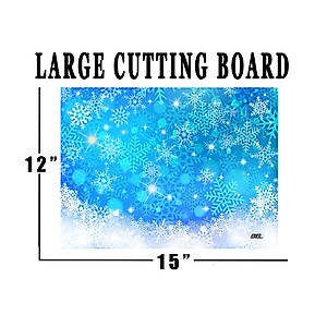 Blue Snowflake Winter Snow Pattern Textured Marble Art Kitchen Glass Cutting Board Modern Decorative Gift Abstract Wavy Contrast Design