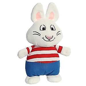 Aurora Bundles of 2 6.5 Inch Plush Animals: Max and Ruby Bunnies, White Black red Pink Blue