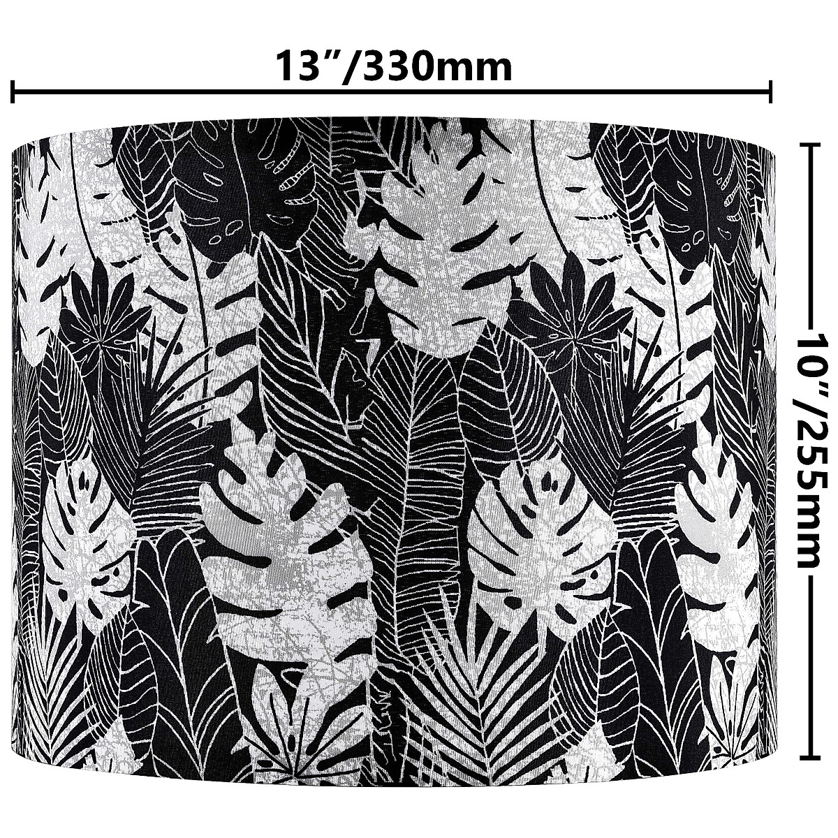 GO&SO Floral Area Medium Drum Lamp Shades 13" Top x 13" Bottom x 10" High (Spider) Transitional Black & White Lampshade Table Lamp & Bedside Lamp - Handcrafted - Perfect for Art Decor