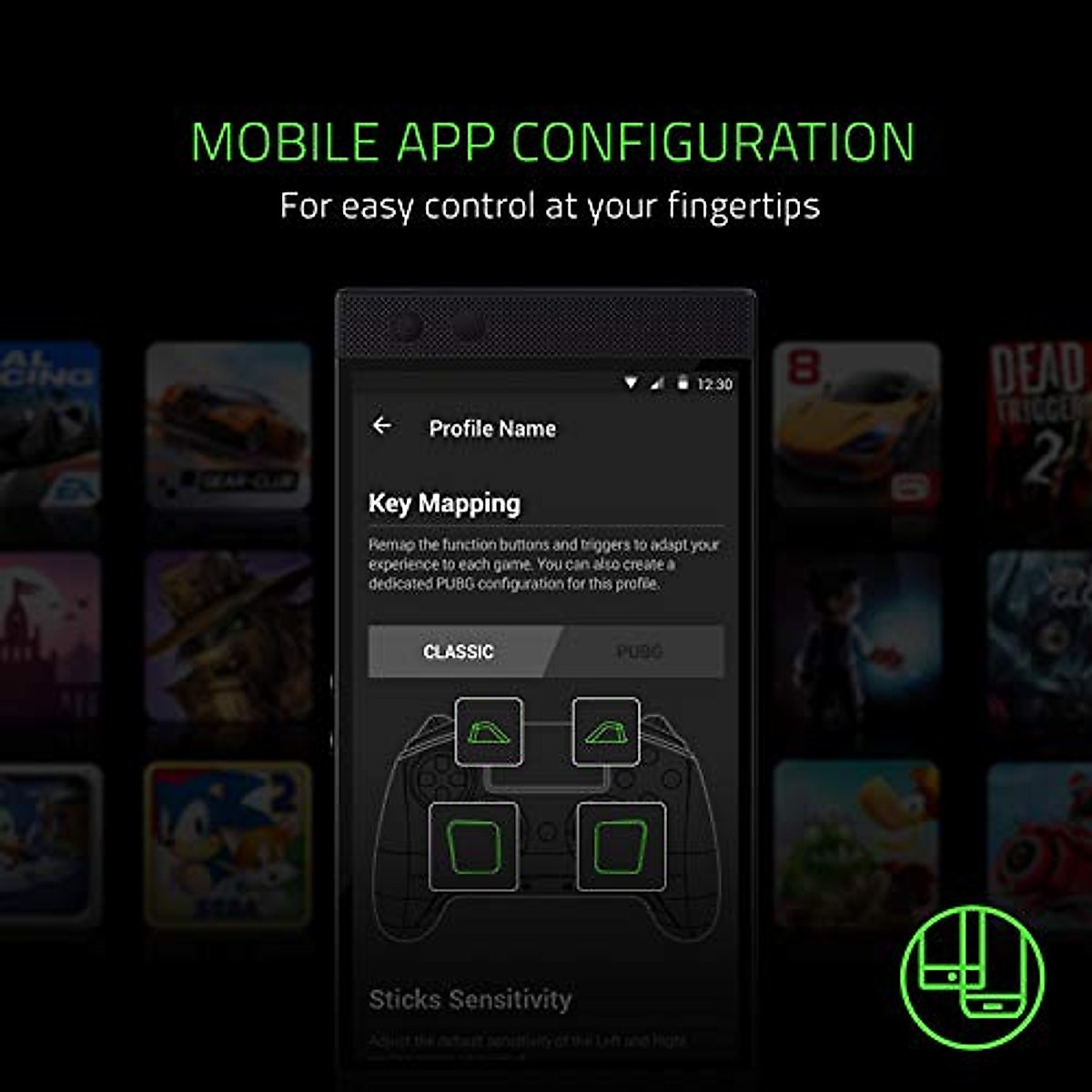 Razer Raiju Mobile: Ergonomic Multi-Function Button Layout - Hair Trigger Mode - Adjustable Phone Mount - Mobile Gaming Controller for Android