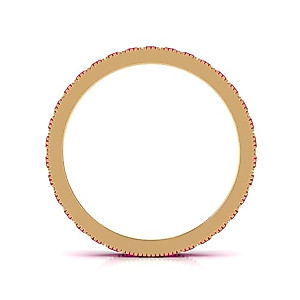 Rosec Jewels Natural Ruby Wedding Eternity Band Ring for Women, Aaa Quality, July Birthstone Full Eternity Band with Certificate, 14K Yellow Gold, Size:US 5.00