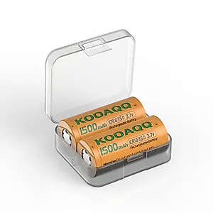 KOOAQQ 2X Rechargeable 18350 3.7V 10A Batteries, [1500mAh] New Version High Capacity Drain Li-ion IMR Rechargeable Lithium Battery