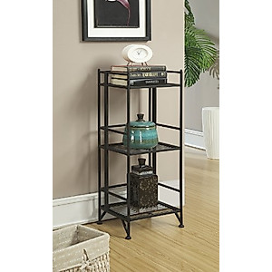 Convenience Concepts Xtra Storage 3 Tier Folding Metal Shelf, Black