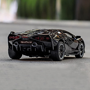 1:32 Scale Sian FKP37 Model Car Zinc Alloy Diecast Car Toys for Kids, Pull Back Toy Car Vehicle with Sound and Light Door Opening Birthday Gift for Boys Toddlers (Black)