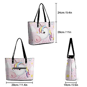 Womens Handbag Unicorn Leather Tote Bag Top Handle Satchel Bags For Lady