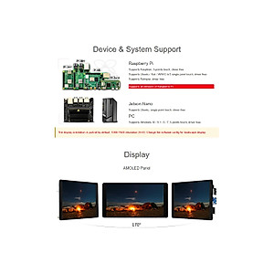 waveshare 5.5inch Capacitive Touch AMOLED Display Compatible with Raspberry Pi 4B/3B+/3A+/2B/B+/A+/Zero/Zero W/WH/Zero 2W CM3+/4 1080×1920 Resolution HDMI Supports Jetson Nano/Windows