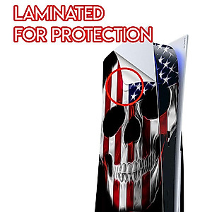 ITS A Skin Skins Compatible with Sony Playstation 5 Console Disc Edition - Protective Decal Overlay Stickers wrap Cover - American Skull Flag in Skull