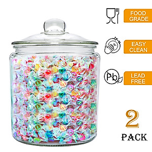Accguan 1-Gallon Food Storage Containers,Glass Cookie Jar with Lid,Glass Jars for Bath Salts,Flour,Spices,Halloween Candy,Detergent,Kitchen Storage,Holiday Decoration Jars,DIY Gifts,2pcs