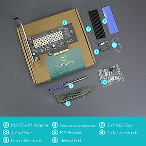 GLOTRENDS PA09-HS M.2 NVMe to PCIe 4.0 X4 Adapter with M.2 Heatsink(22x70x3mm) for M.2 NVMe SSD
