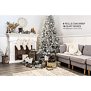 American Greetings 80 sq. ft. Reversible Christmas Wrapping Paper Bundle, Black and Gold Foil, Plaid, Trees and Reindeer (4 Rolls 30 in. x 8 ft.)