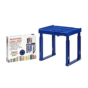 Tools for School Height & Width Adjustable Locker Shelf - Strong ABS Plastic - Width Adjusts from 8"-12.5" & Height Adjusts from 10"-14" - Patented Design - Beware of Cheap IMITATIONS - (Blue)
