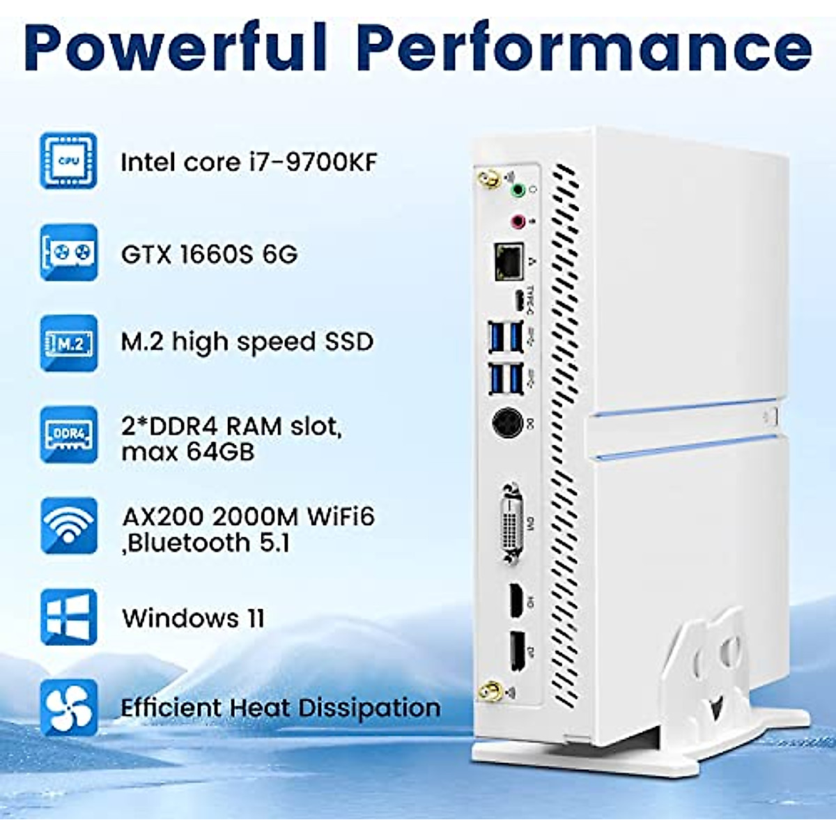 BOESIIPC Mini Gaming PC, Desktop Computer i9-9900KF (Up to 5.0 GHz), GTX1660 Super 6G, 64G DDR4, 1T NVME SSD, 4K, Multi-Screen Display, WiFi6, BT5.0, Gigabit Network, Windows 11 Pro