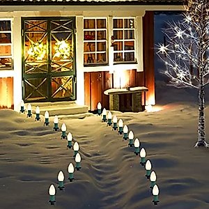 Joiedomi 30.75ft 24 Warm White Christmas C9 Pathway Marker String Lights with Stakes for Holiday Time Outside Yard Garden Decor, Christmas Decor ,Christmas Party, Holiday Decor, Walkway