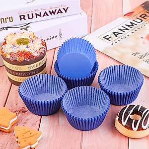 URATOT 100 Pieces Blue Cupcake Liners Cupcake Wrappers Baking Cups Cupcake Cases for Birthday, Wedding, Baby Shower, 2 Inches
