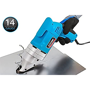 Wild Edge Electric Metal Shear, 14 Gauge 5.0 Amp Variable Speed Swivel Head Heavy Duty Sheet Metal Cutter