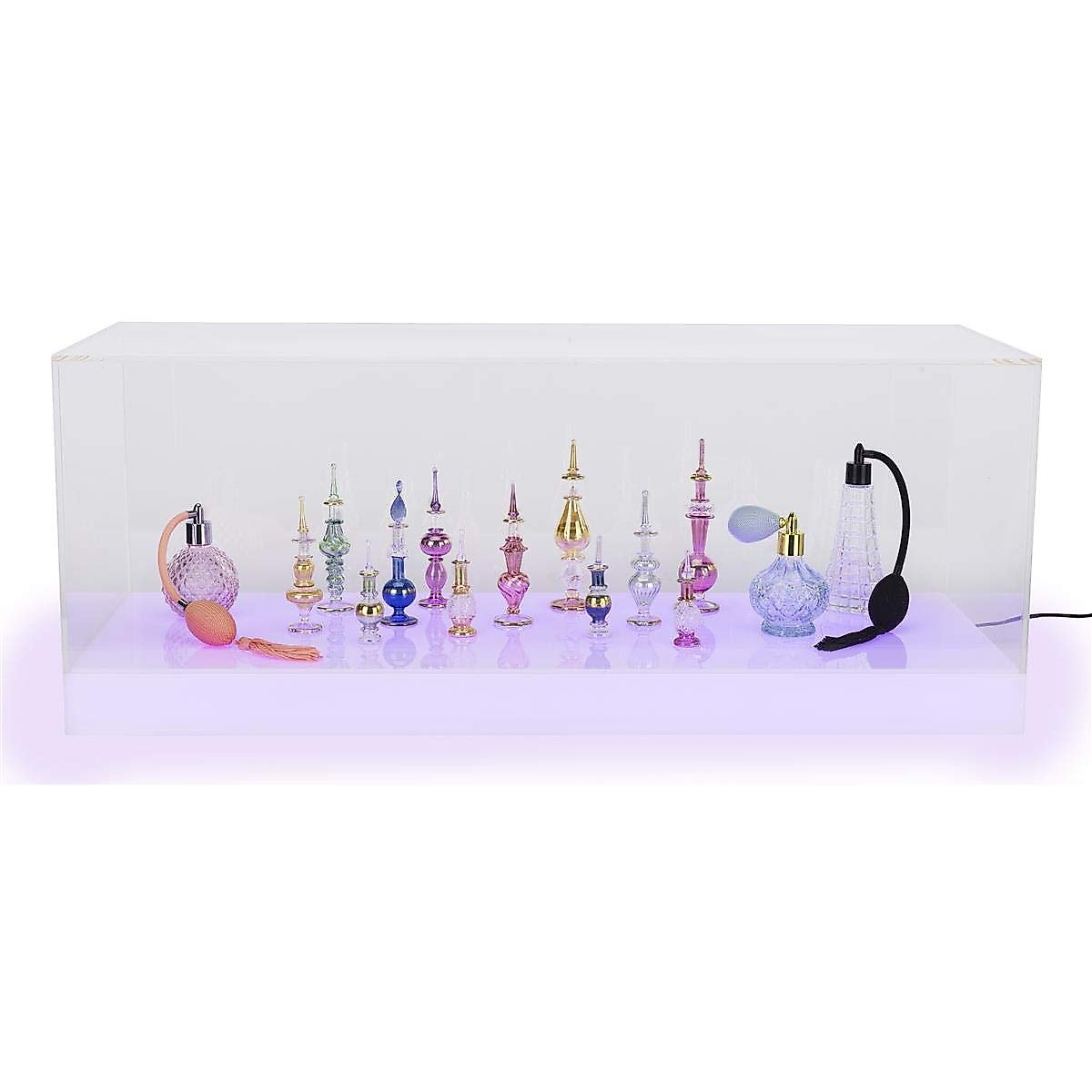 Displays2go 30 x 12 Illuminated Acrylic Display Case, 16 Color Modes – Clear, White (FDLEDDCSQ3)