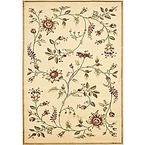 SAFAVIEH Lyndhurst Collection Area Rug - 8'9" x 12', Ivory & Multi, Traditional Floral Design, Non-Shedding & Easy Care, Ideal for High Traffic Areas in Living Room, Bedroom (LNH552-1291)
