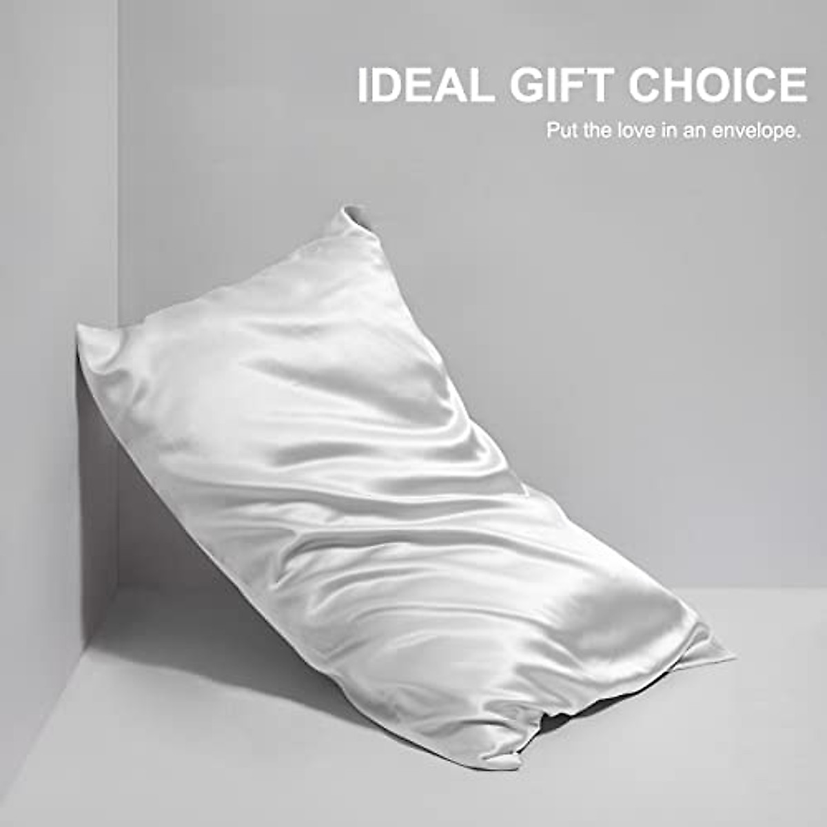 100% Mulberry Silk Pillowcase for Hair and Skin, Dafinner Standard Size Pillow Case 2 Pack with Hidden Zipper, 20x26, White