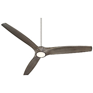 Casa Vieja 60" Padera Modern Rustic 3 Blade Indoor Outdoor Ceiling Fan with Light LED Dimmable Remote Control Brushed Nickel Light Wood Damp Rated for Patio Exterior House Porch Gazebo Garage