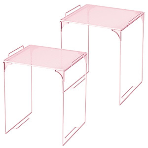 Svartur Shelf Pack, 2, Metal, Contemporary, Pink, Stackable, Space Saving, for School Locker Organizing