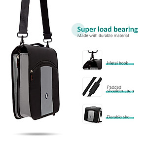 3-Inch Zipper Binder, 3 Round Rings Binder with Expanding File and Shoulder Strap, Black