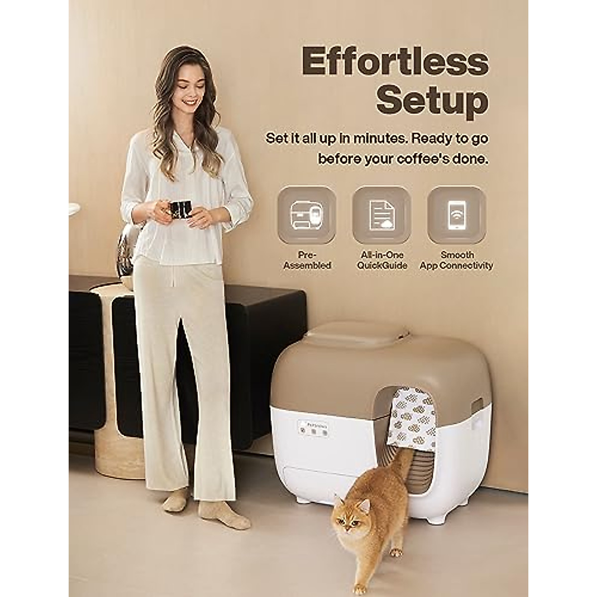 PetSnowy (2024 Premium Version) Snow⁺ Self Cleaning Cat Litter Box & 120 PCS Cat Litter Box Liners Bundle